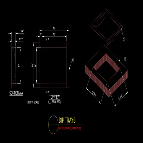 Plan and section dip trays detail dwg file