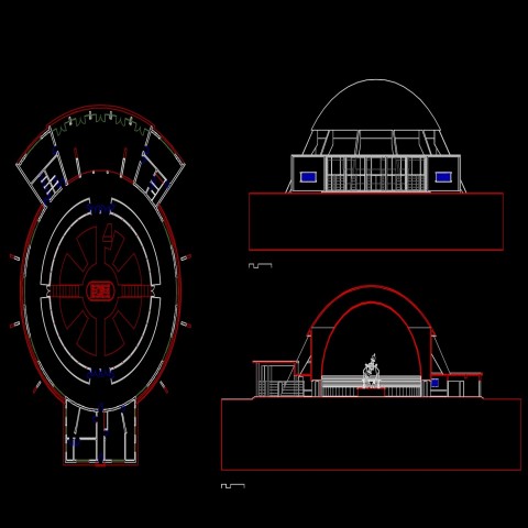 Planetarium project plan and elevation dwg file