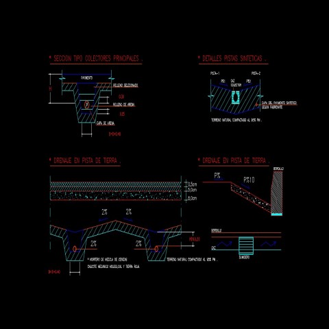 Section roadway sand side walks drainage AutoCAD file