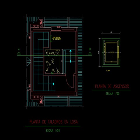 Section steps plan detail dwg file