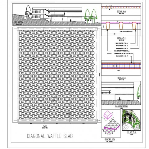 Section Waffle slab plan layout file