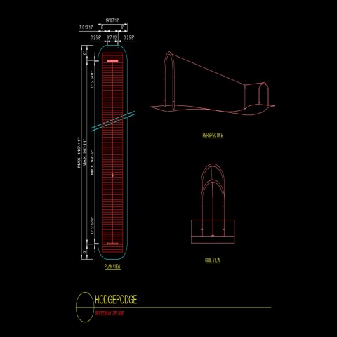 Speed way zip line plan,side view with perspective view dwg file