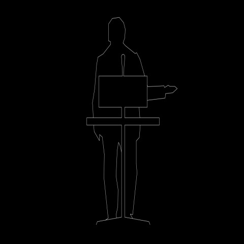 Standing man with podium cad block design dwg file