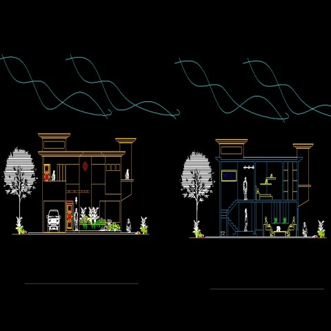 Townhouse section And Elevation Design Free Download CAD File