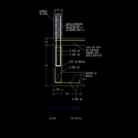 Tri panel section plan autoad file